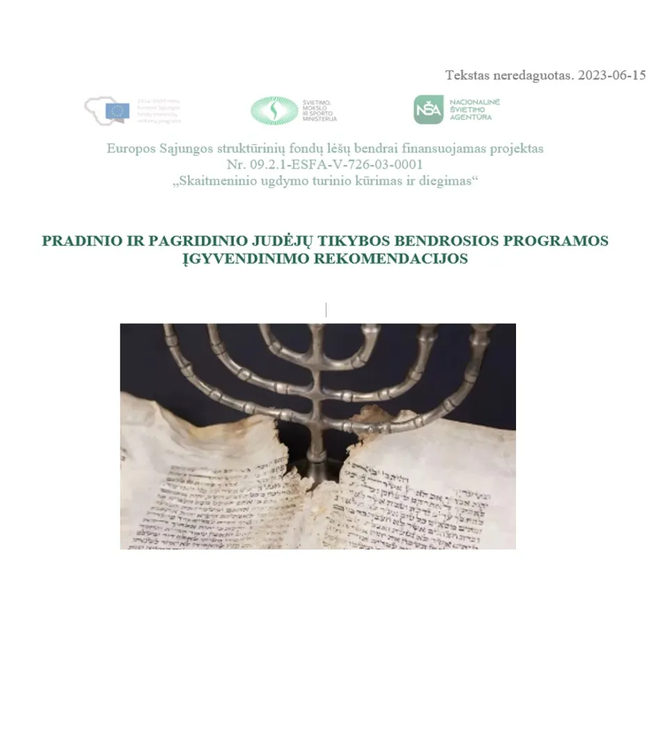 Pradinio ir pagrindinio ugdymo judėjų tikybos bendrosios programos ...